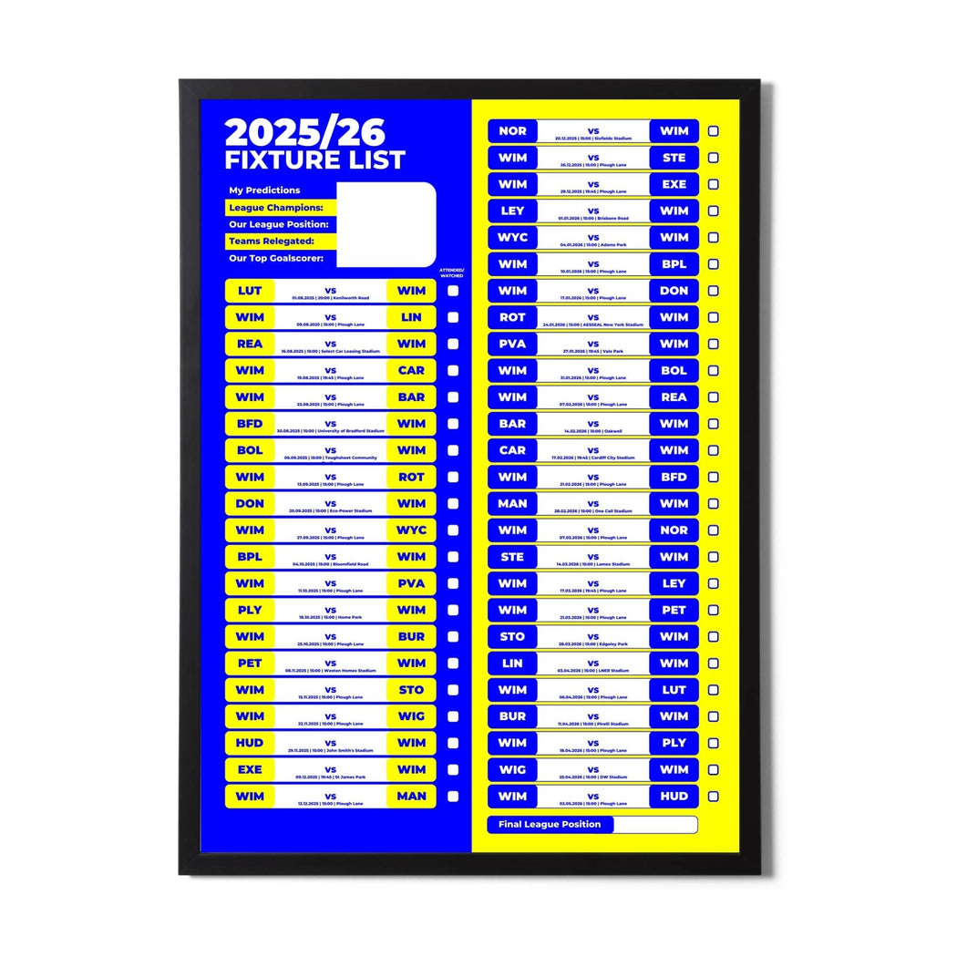 League 1 Clubs - 2025/26 Football Fixture Poster - A3 Size (29.7x42cm ...